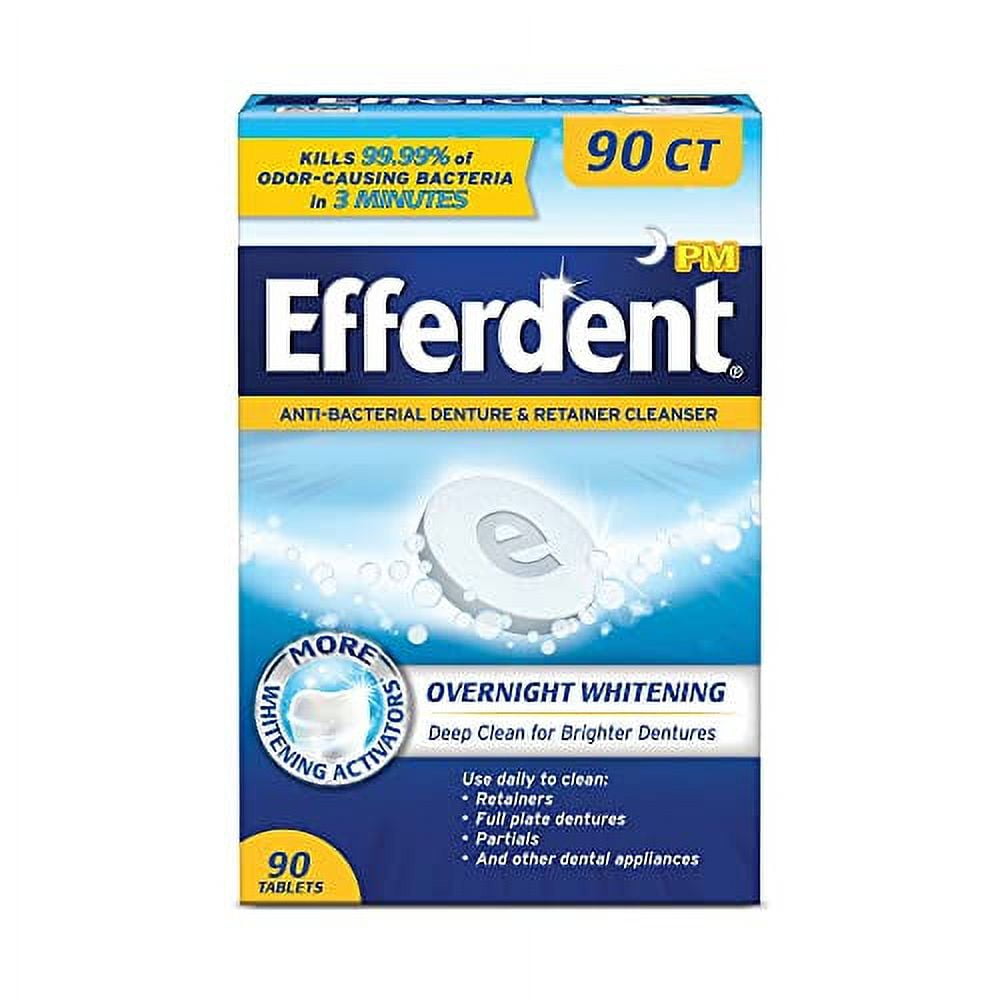 Efferdent Retainer Cleaner & Denture Cleanser Tablets, Overnight ...