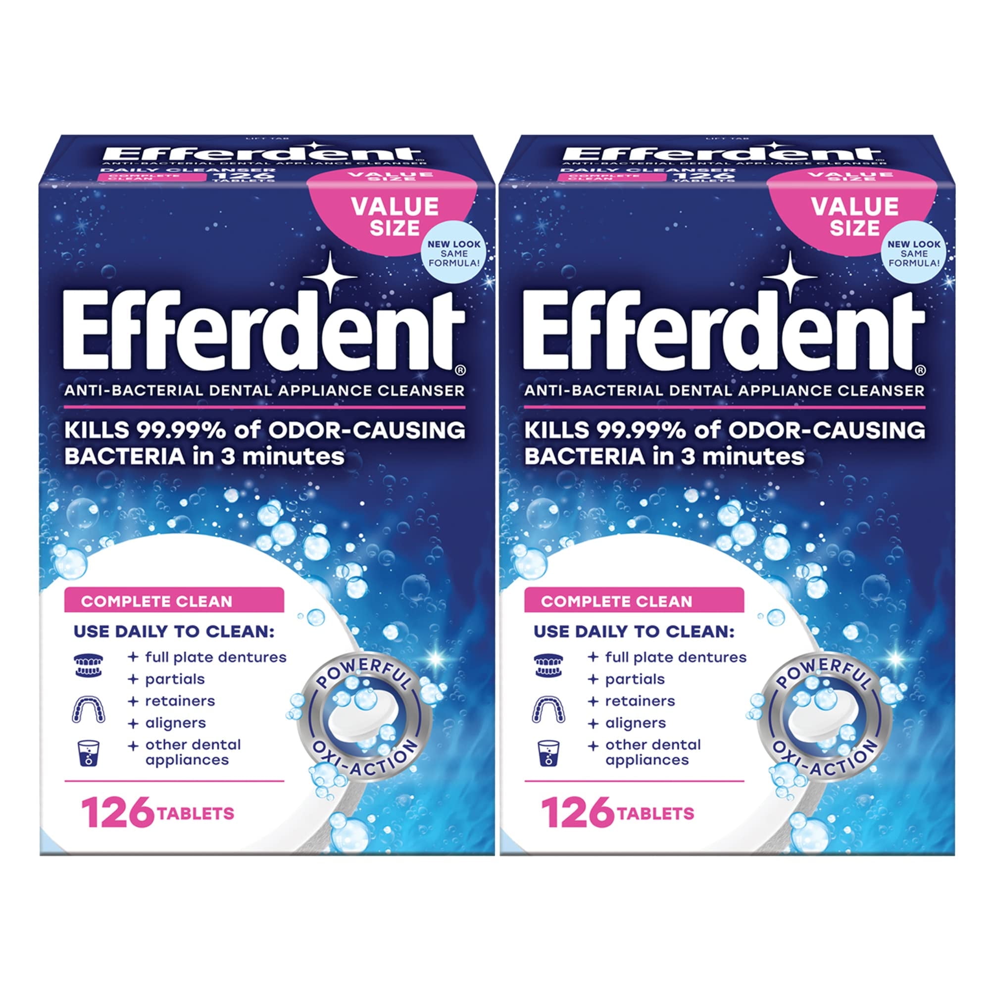 Efferdent Retainer & Denture Cleaner Tablets, Complete Clean, 252 ...