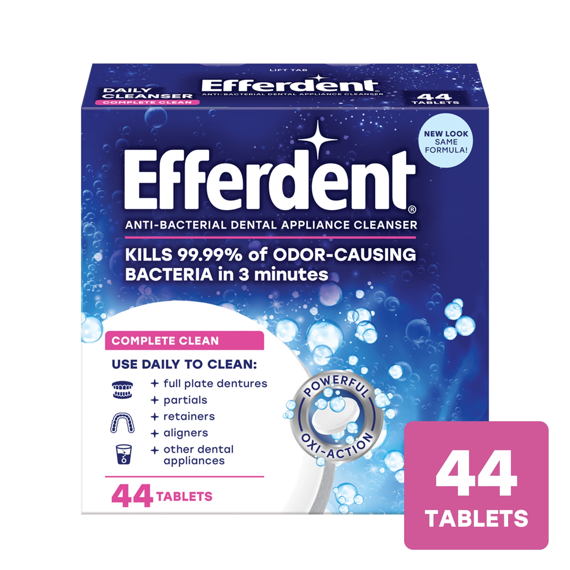 Efferdent Retainer & Denture Cleaner Tablets, Complete Clean , 44 Count ...