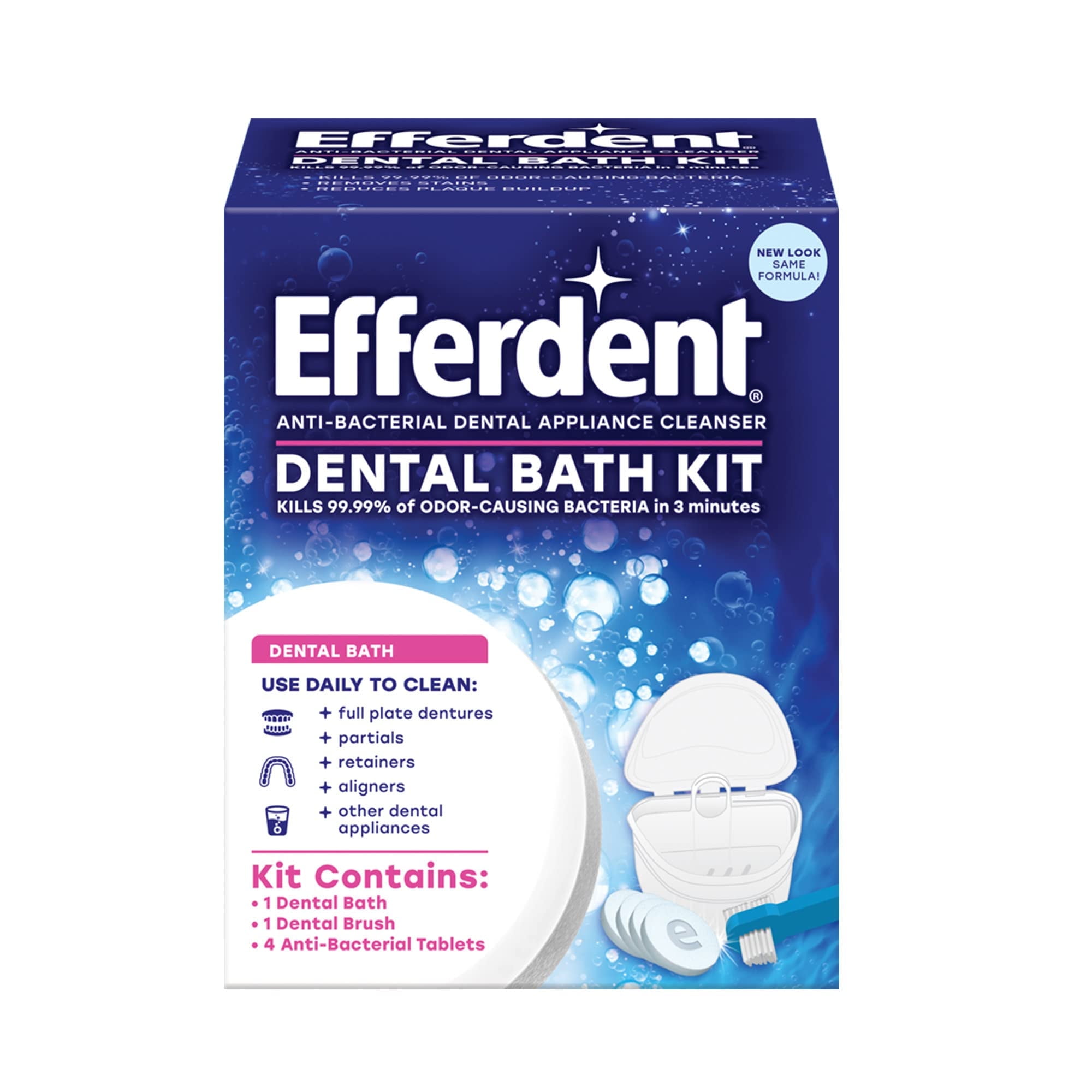 Efferdent Retainer & Denture Cleaner Tablets and Dental Bath, 4 Tablets ...