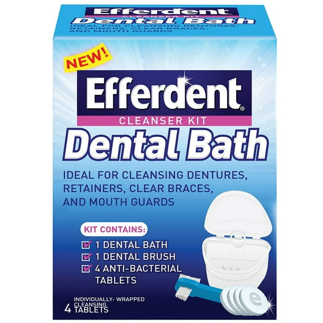 Efferdent Retainer & Denture Cleaner Tablets and Dental Bath, 4 Tablets ...