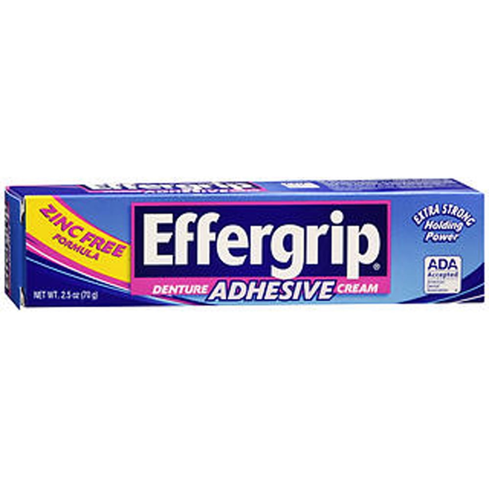 Effergrip Denture Adhesive Cream, Extra Strong Holding Power, 2.5 oz ...
