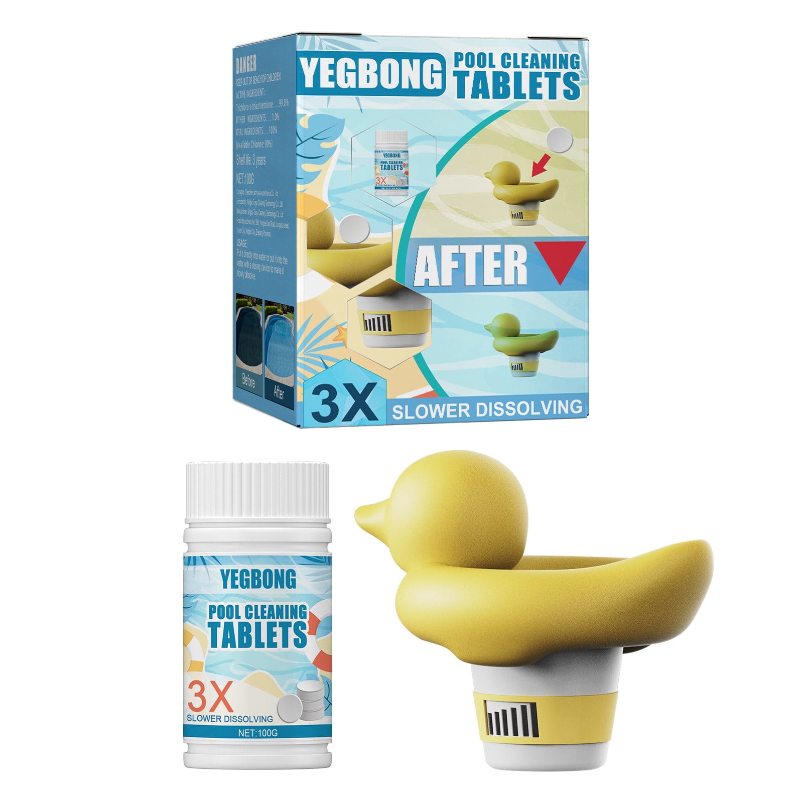 Effervescent Cleaning Tablets Floater,Floating Pool Dispenser (Duck ...