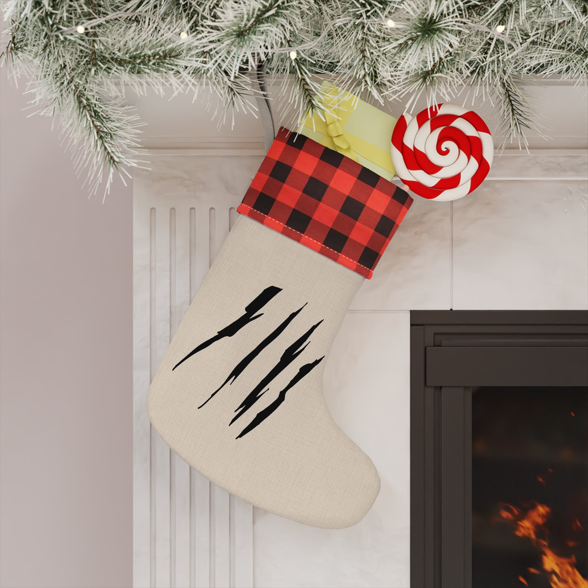 Effete Feline Claw Marks Scratch Christmas Stocking - Walmart.com