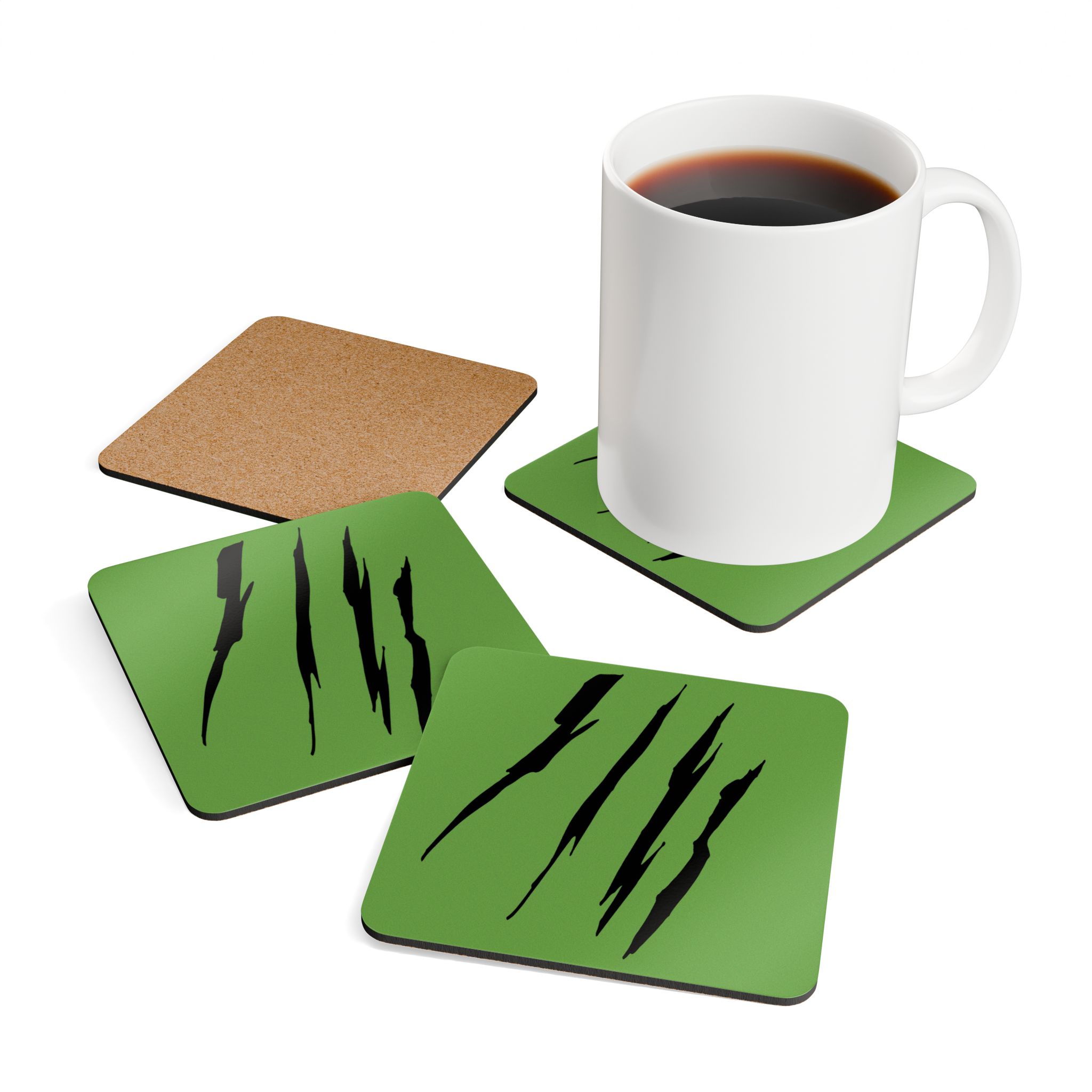 Effete Feline Claw Marks Scratch Corkwood Coasters Set - Walmart.com
