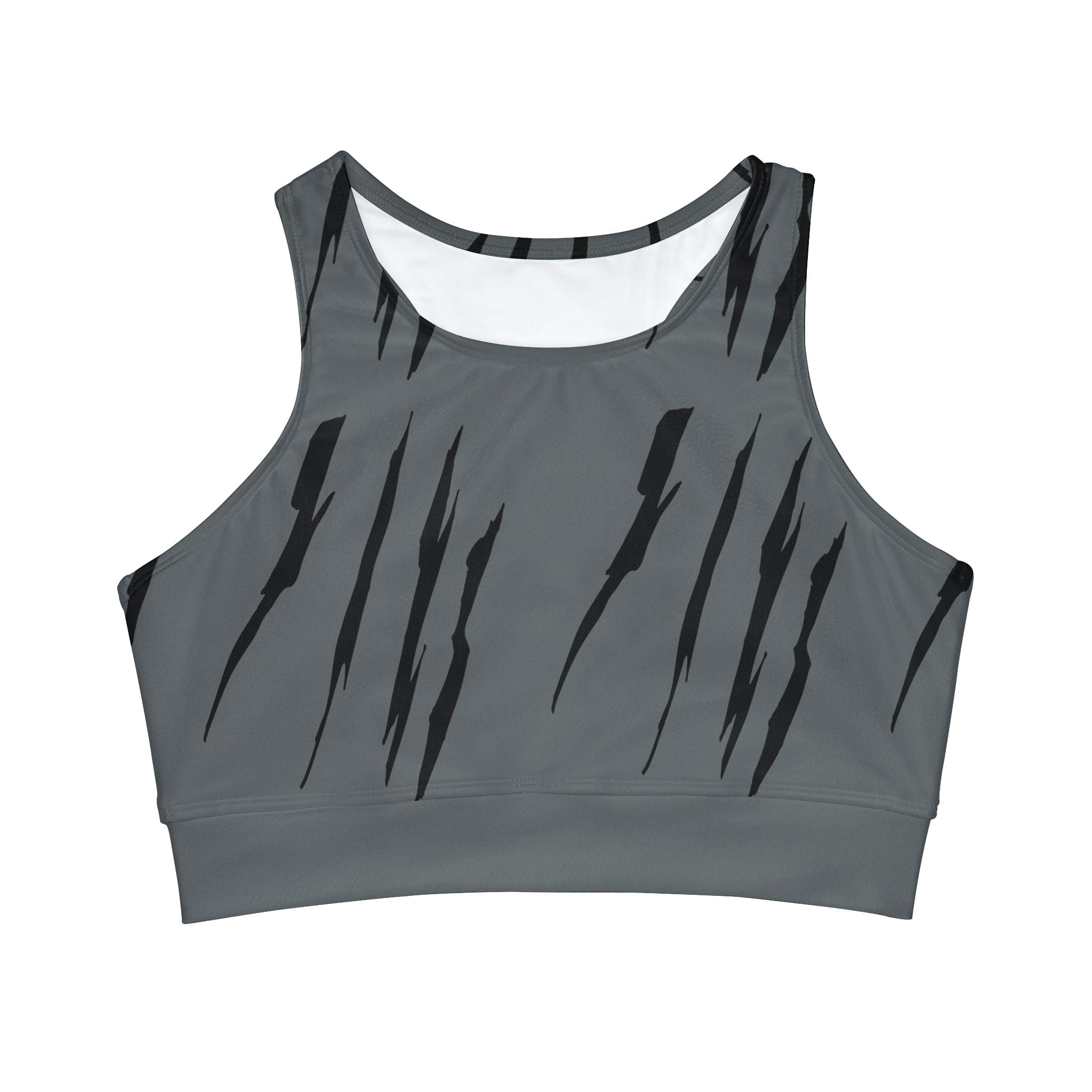 Effete Feline Claw Marks Scratch High Neck Crop Bikini Top (AOP ...