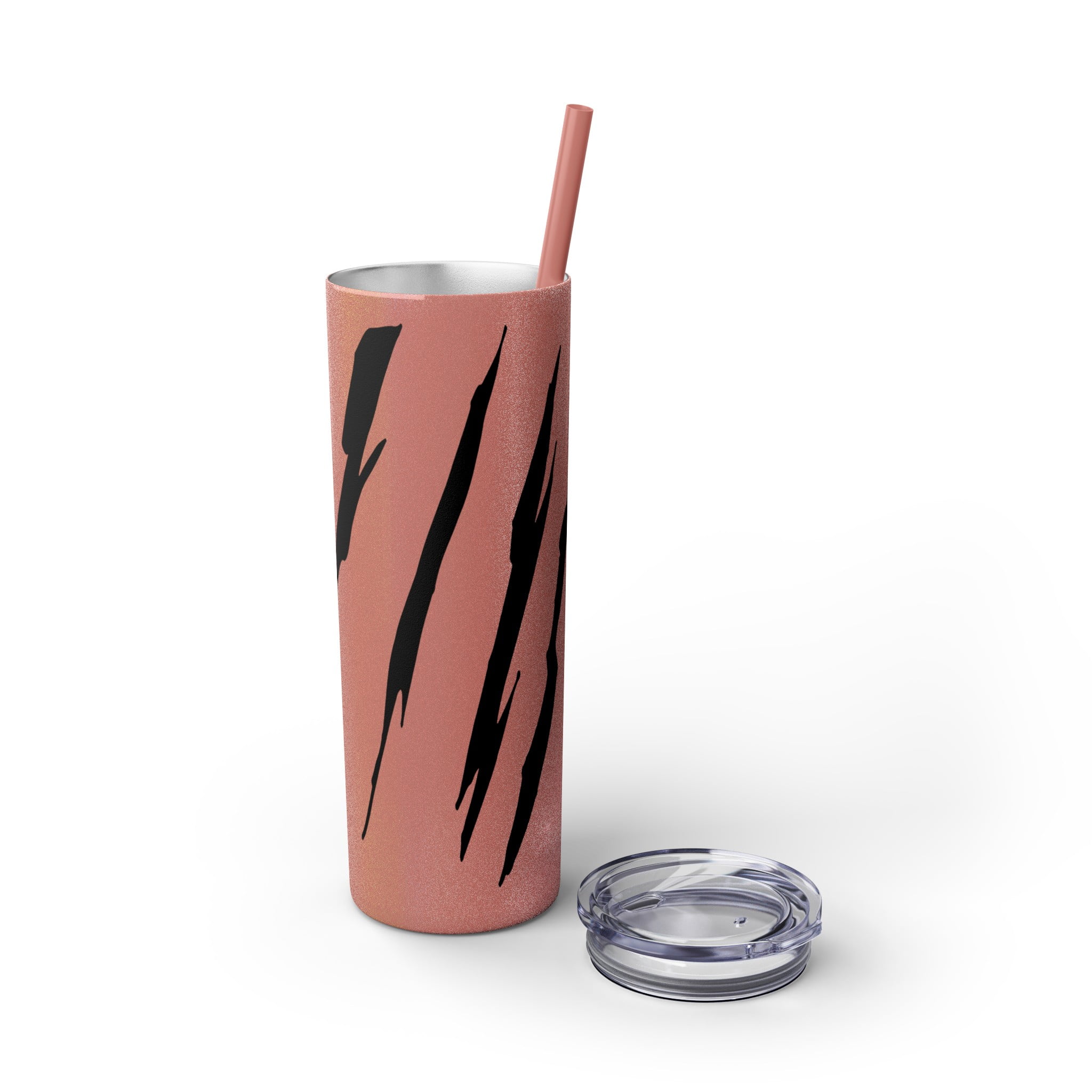 Effete Feline Claw Marks Scratch Skinny Tumbler with Straw, 20oz ...