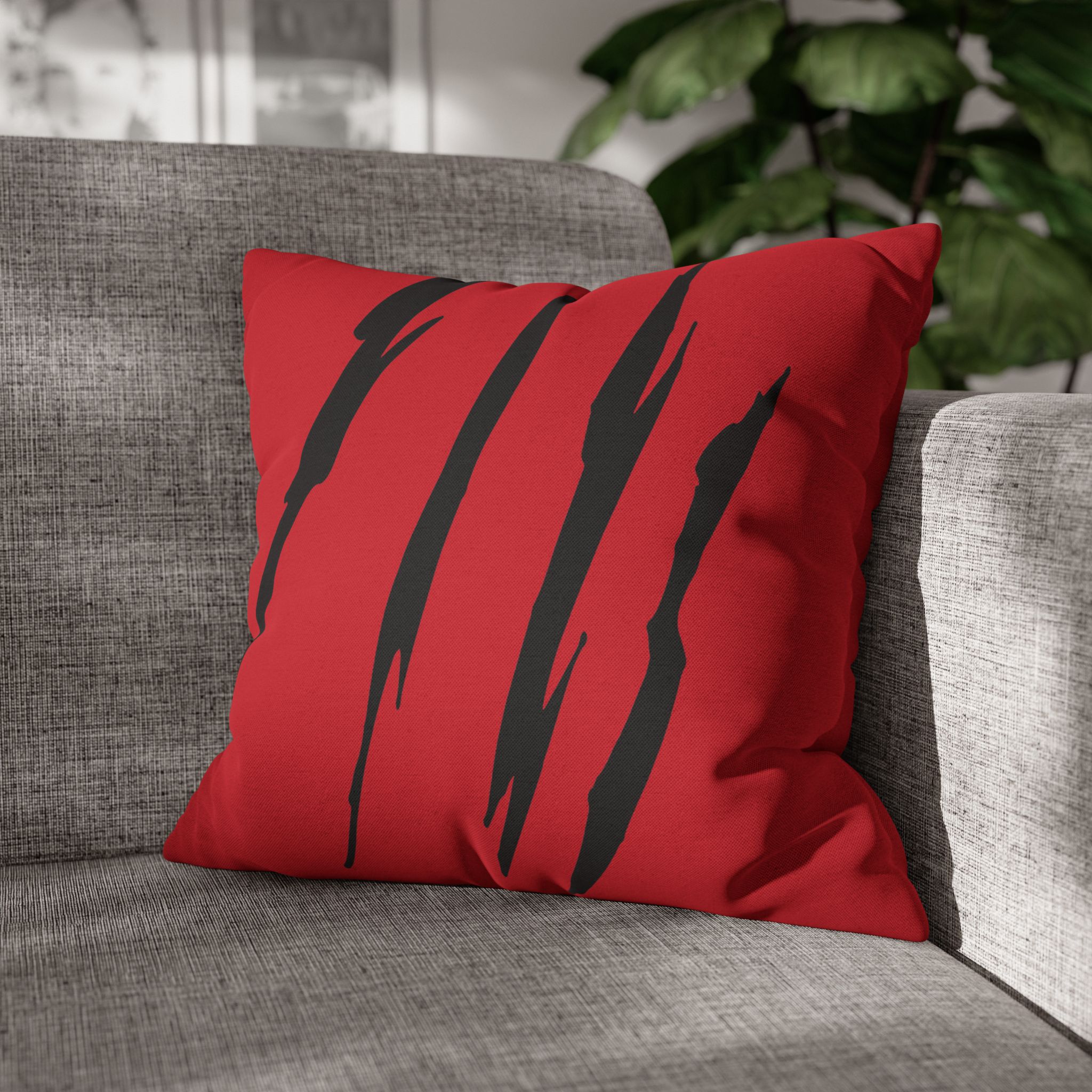 Effete Feline Claw Marks Scratch Spun Polyester Square Pillowcase ...