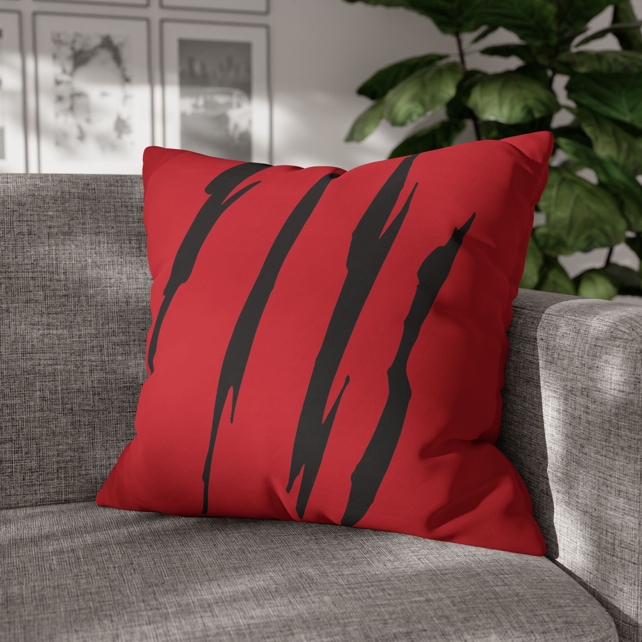 Effete Feline Claw Marks Scratch Square Poly Canvas Pillowcase ...