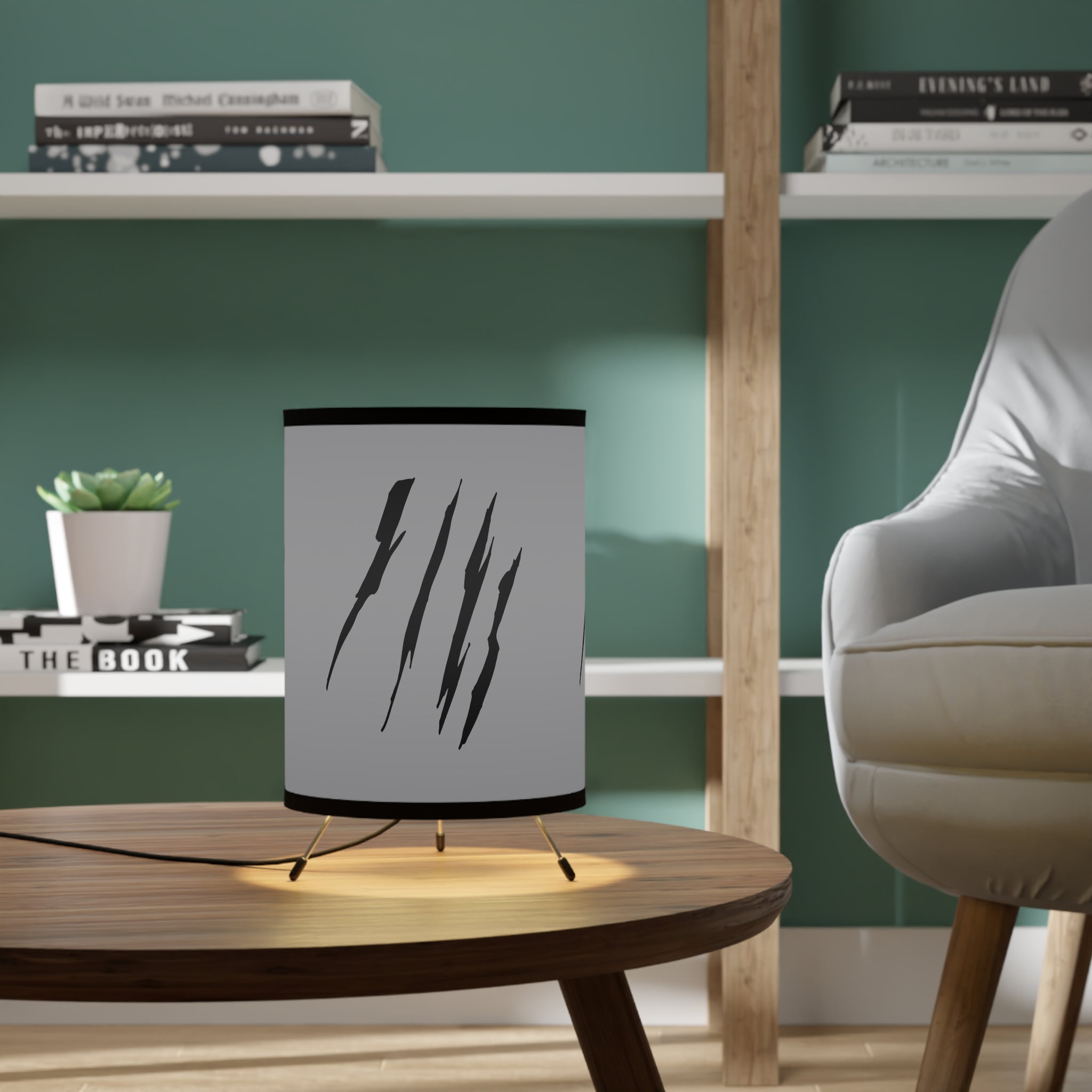 Effete Feline Claw Marks Scratch Tripod Lamp, Printed Shade, US-CA plug ...