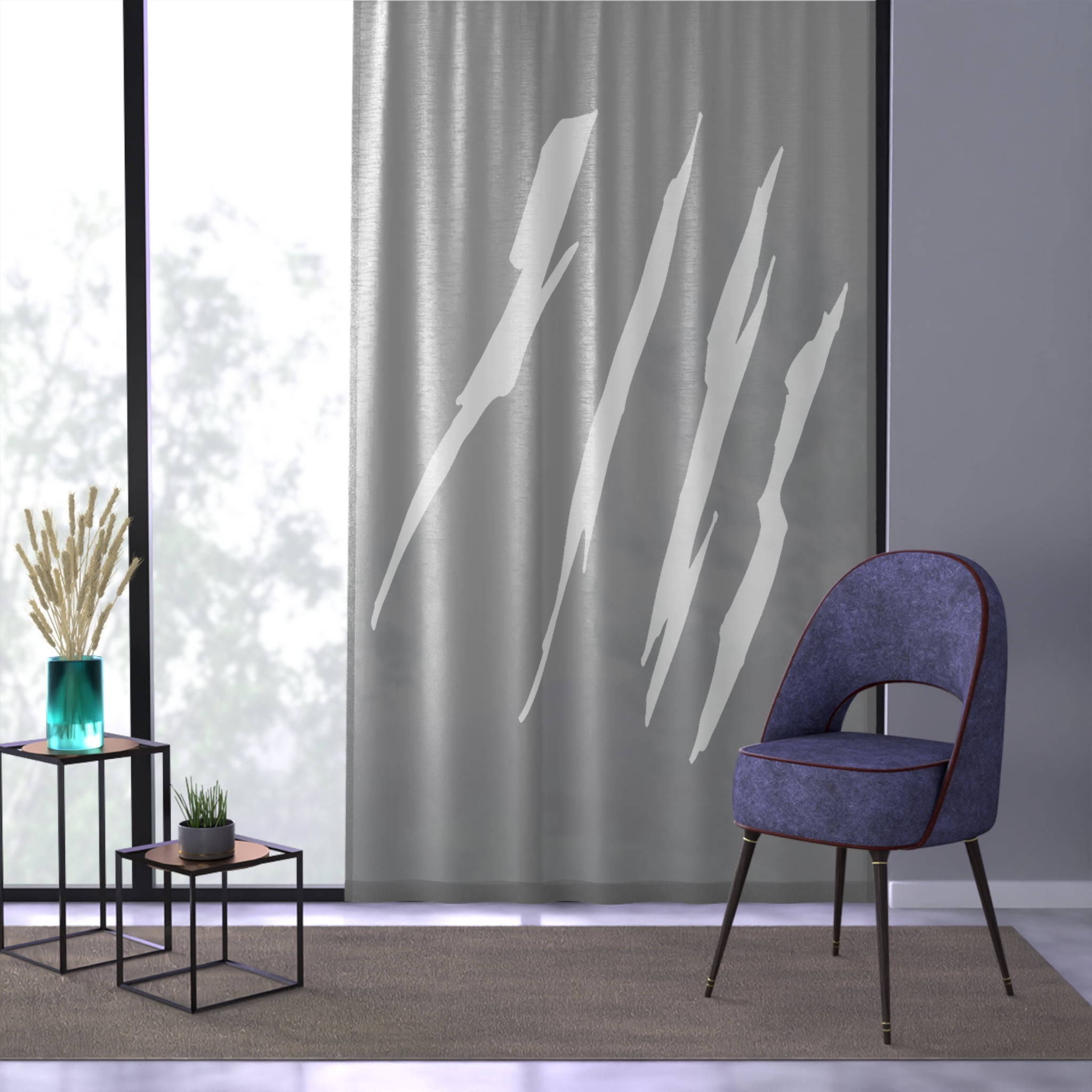 Effete Feline Claw Marks Scratch Window Curtain - Walmart.com
