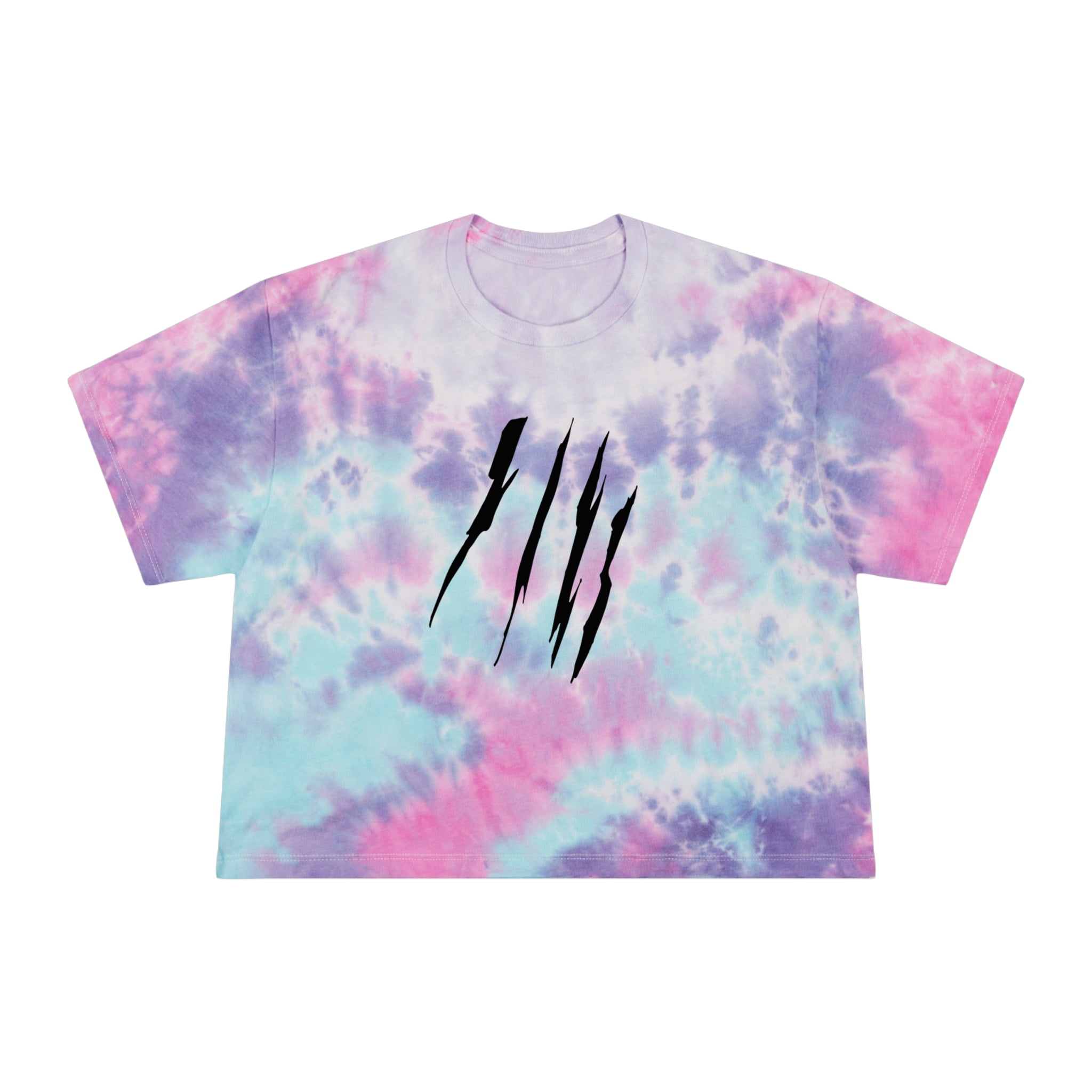 Effete Feline Claw Marks Scratch Women's Tie-Dye Crop Tee - Walmart.com