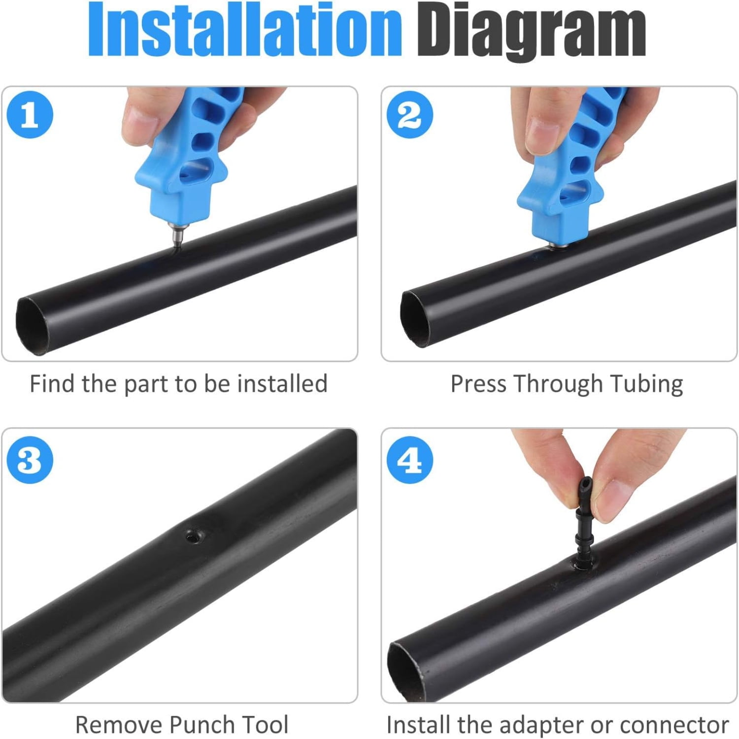 Efficient Blue & Silver Durable 1/4 Inch Drip Irrigation Tubing Hole ...