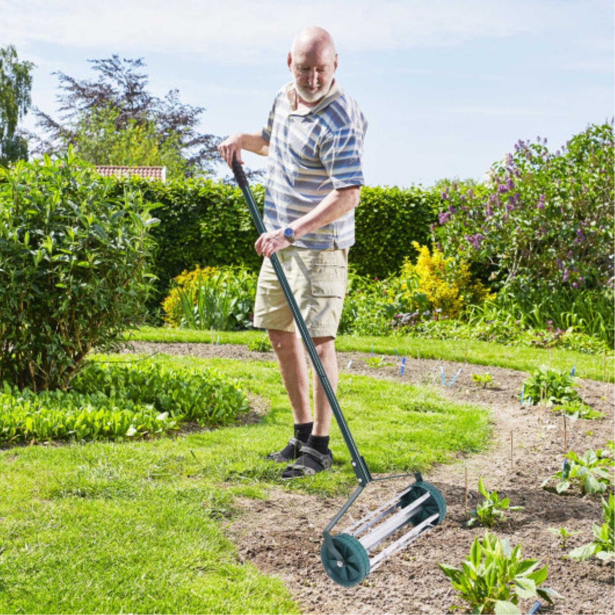 "Efficient and Chemical-Free Lawn Aerator , Easy-rolling Design ...