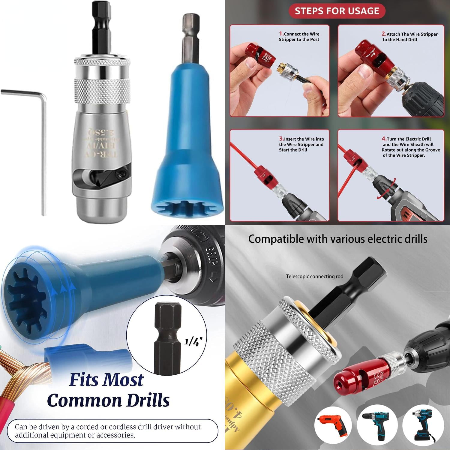 Efficient and Convenient New 2024 4 in 1 Portable Power Drill Wire ...
