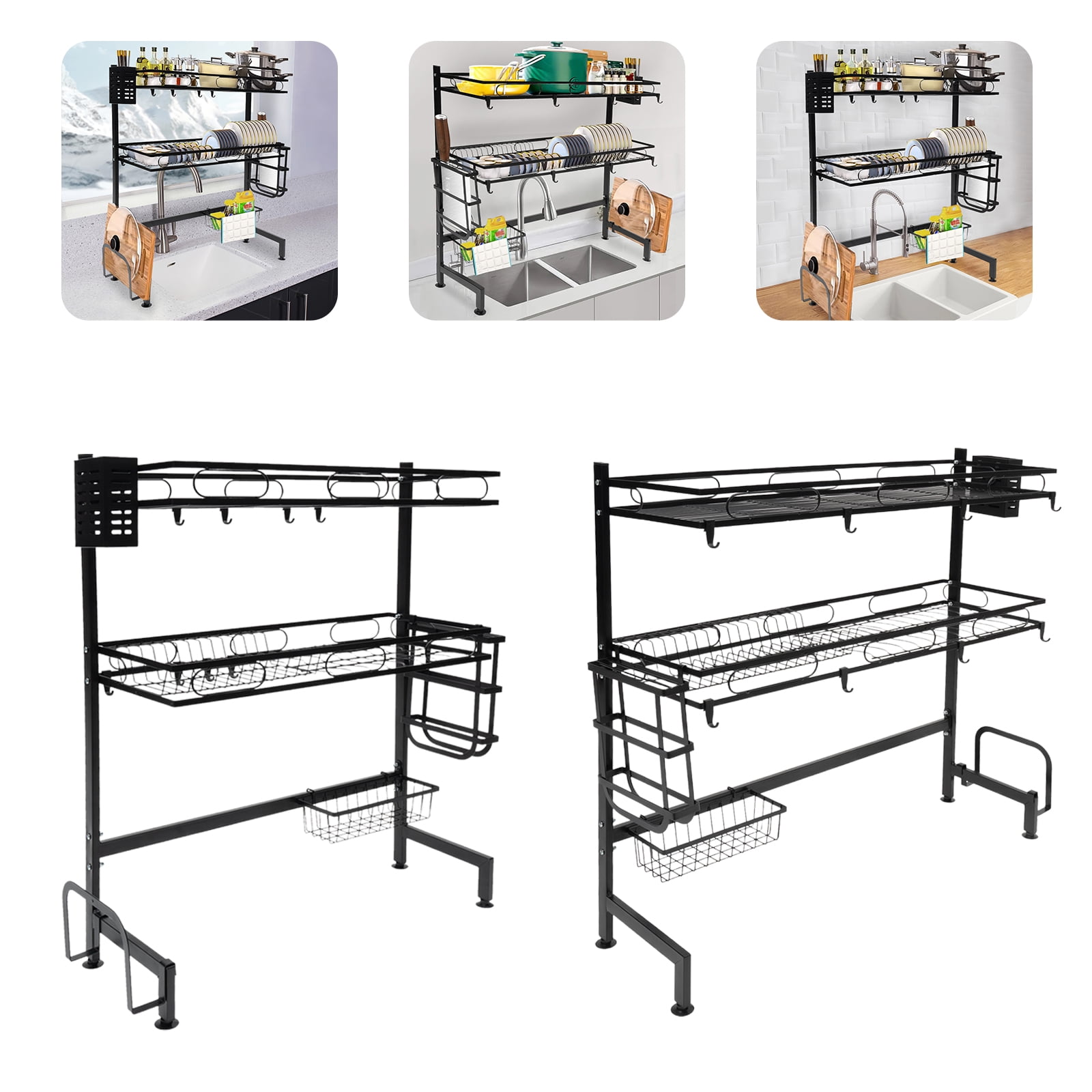Efficient Drain Rack for Kitchen, Carbon Steel Construction, Large ...