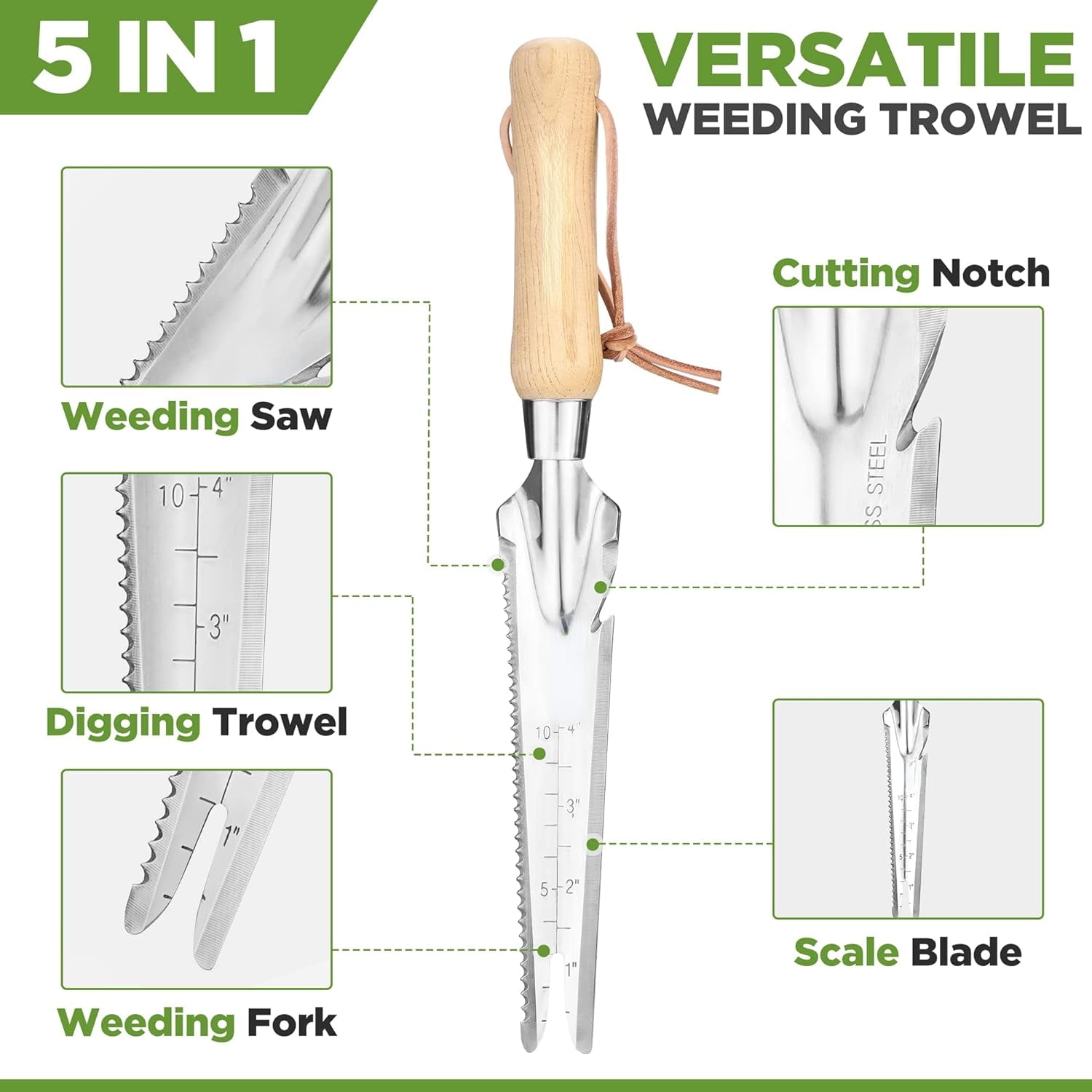 Efficient Durable Hand Weeder Puller with 5-in-1 Stainless Steel Garden ...