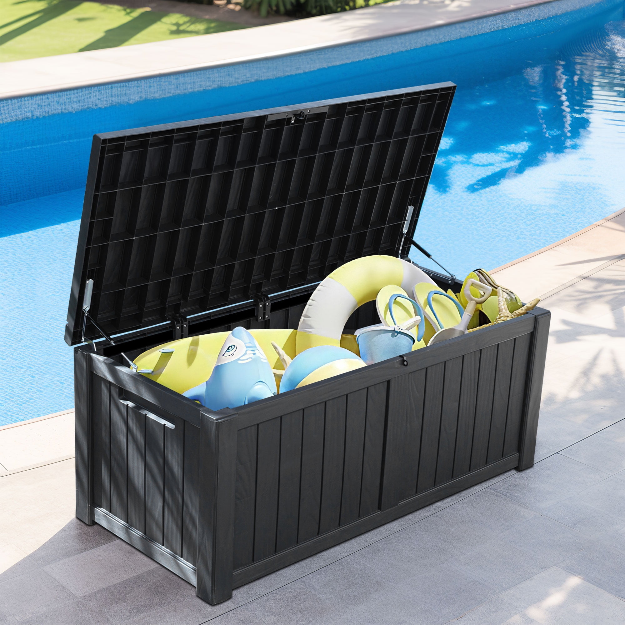 ModFusion 120 Gal Black Outdoor Storage Deck Box, Waterproof, Durable ...