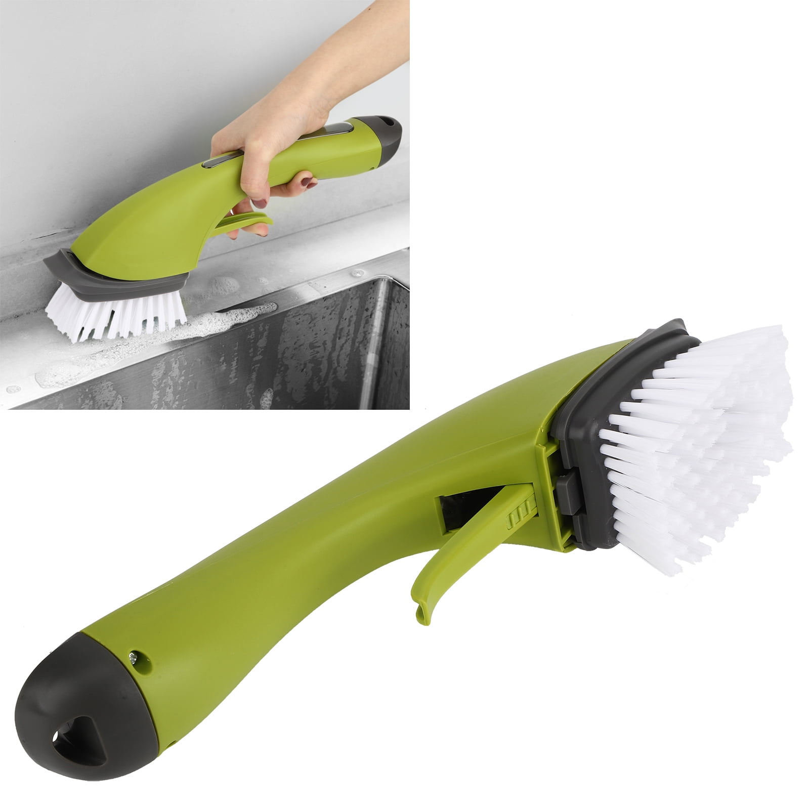 Efficient Pot & Dish Cleaning Brush With Soap Dispenser - Sparkling ...
