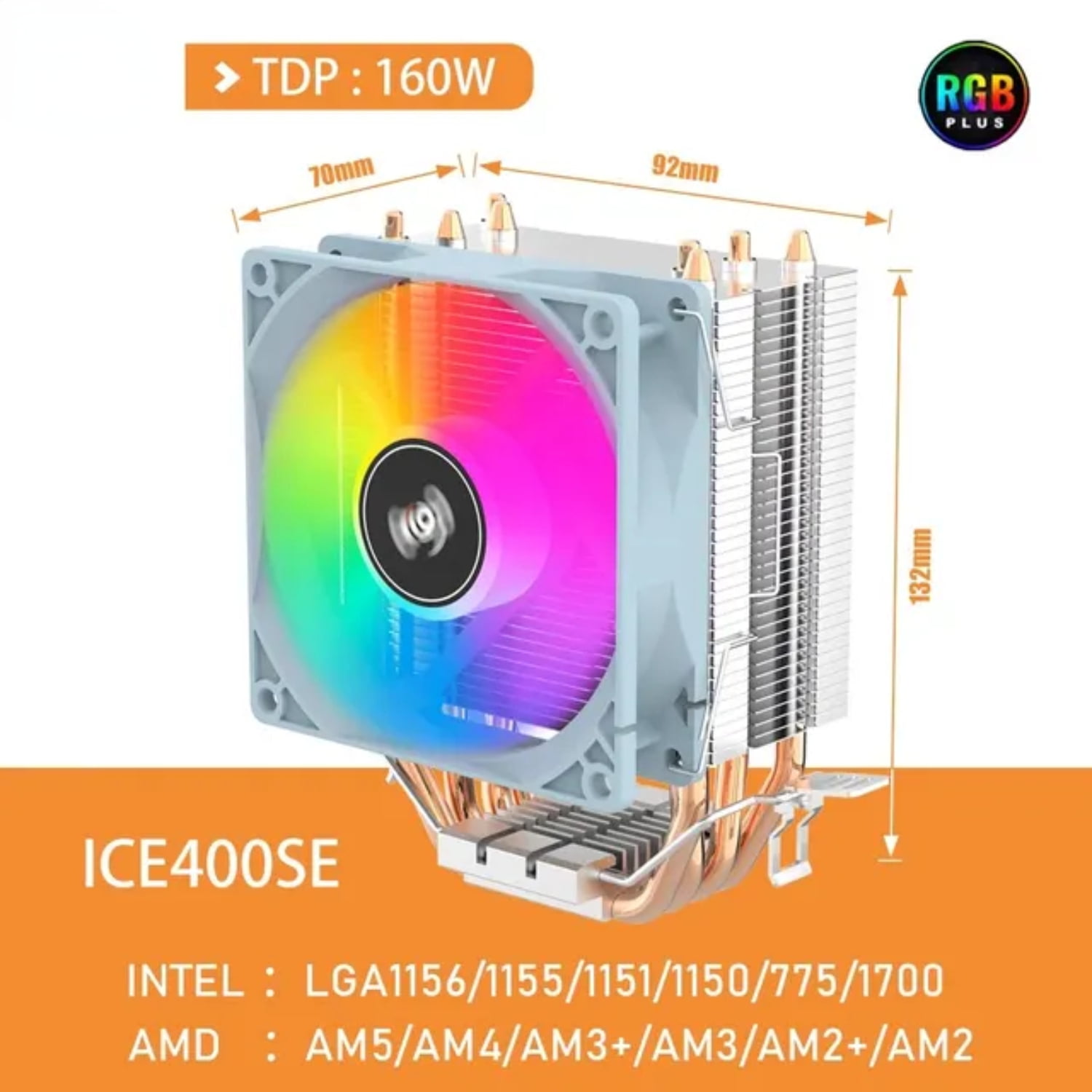 Efficient and Quiet ICE400SE Air CPU Cooler with 4 Heat Pipes for LGA ...