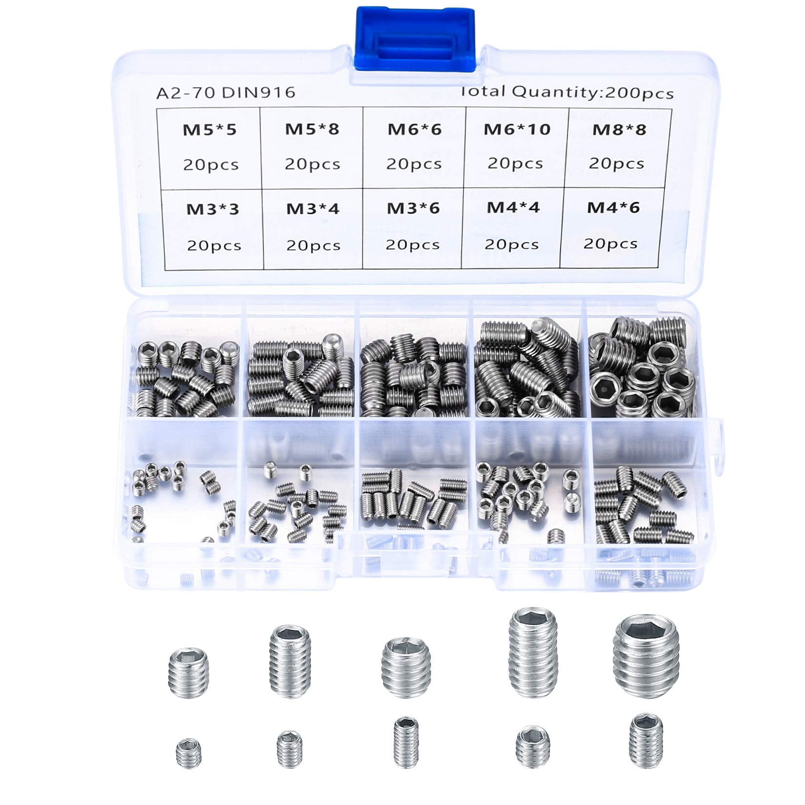 Efficient Set Screw Assortment, Stainless Steel Hexagonal Socket Screws ...