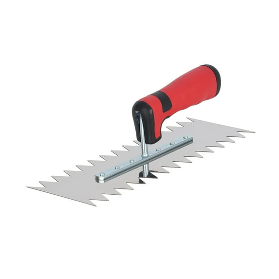 Efficient Steel Construction Trowel Flat Base Square Teeth Soft Grip ...