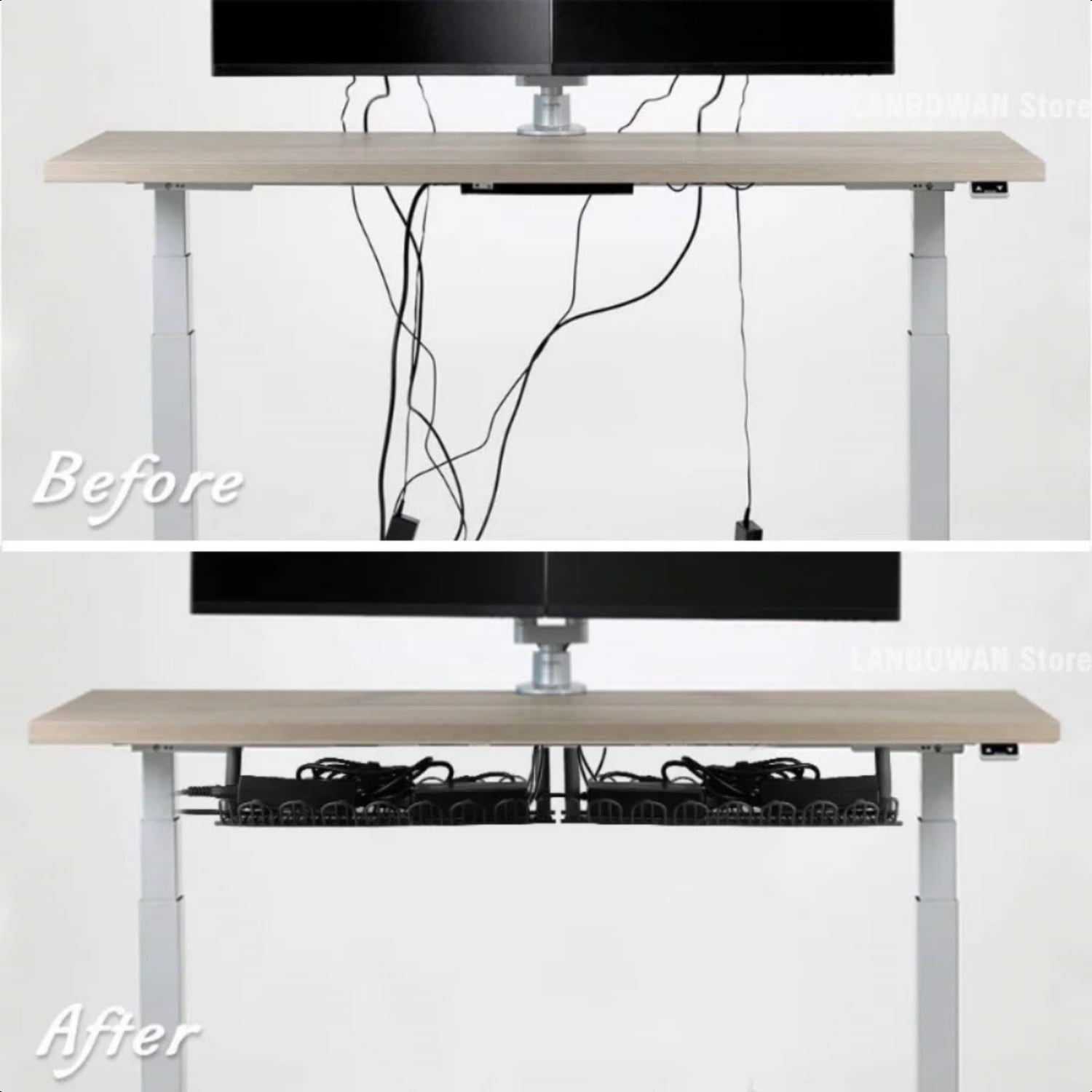 Efficient Stylish Desk Cable Management Tray Under Table Socket Holder ...