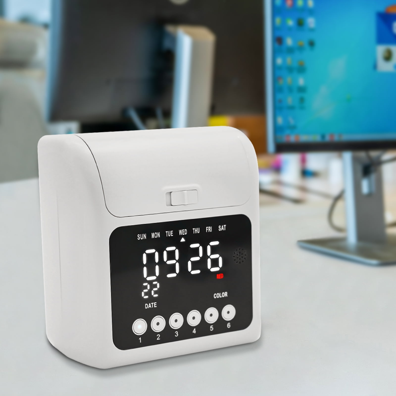 Efficient Time Clock with Ribbon Printing, Music Bell, 50 Punch Cards, and LED Display for ...