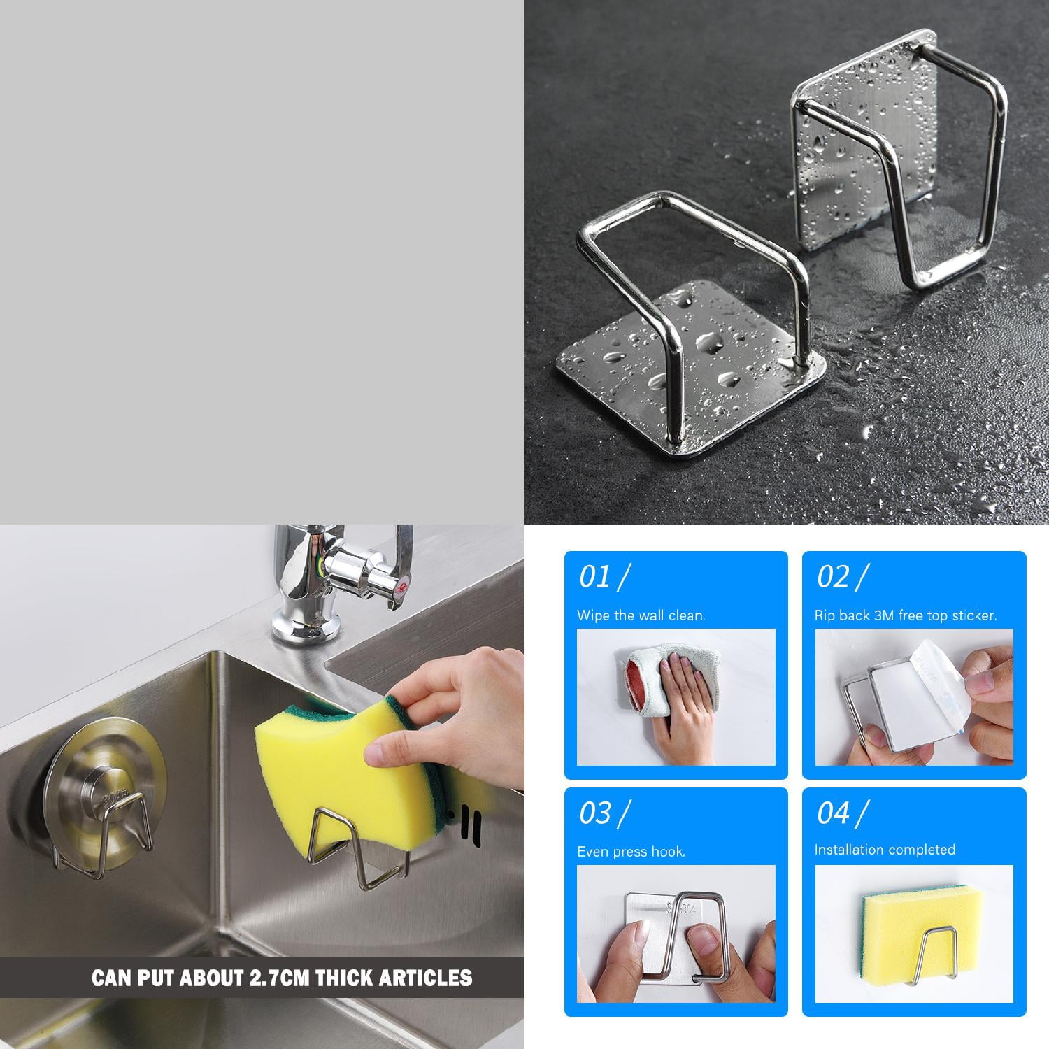 Efficient and space-saving stainless steel self adhesive kitchen sink ...