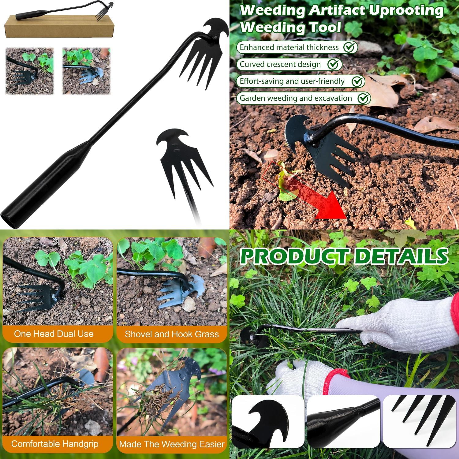 Efficient dual purpose heavy duty 12-inch black multifunctional weeder ...