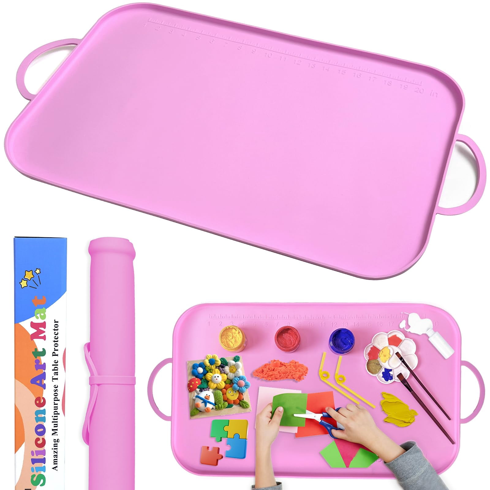 Effidula Painting Station Mat for Kids, Large Craft Mat with Handle ...
