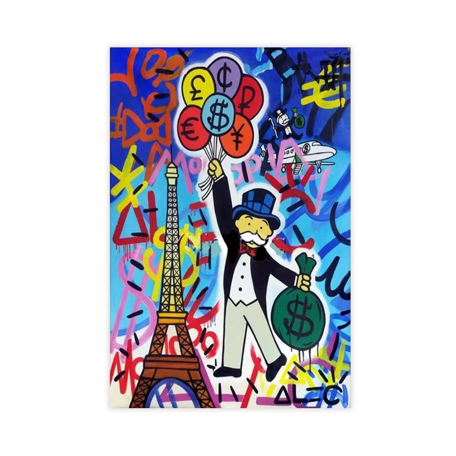 Effiel Tower Alec Monopoly Art, Graffiti Painting on Canvas, Urban Art ...