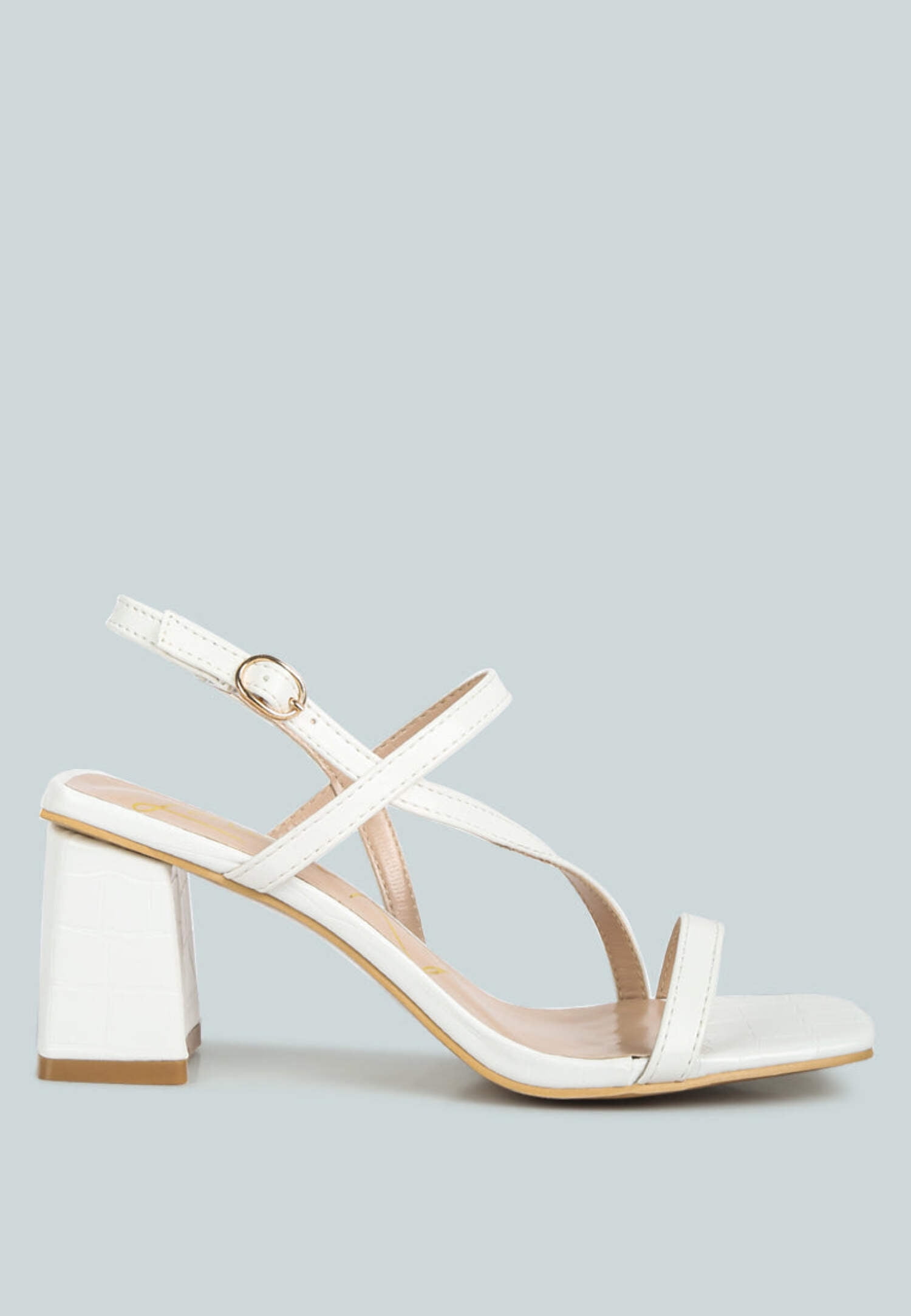 Effieo Croc Texture Block Heel Sandals - Walmart.com