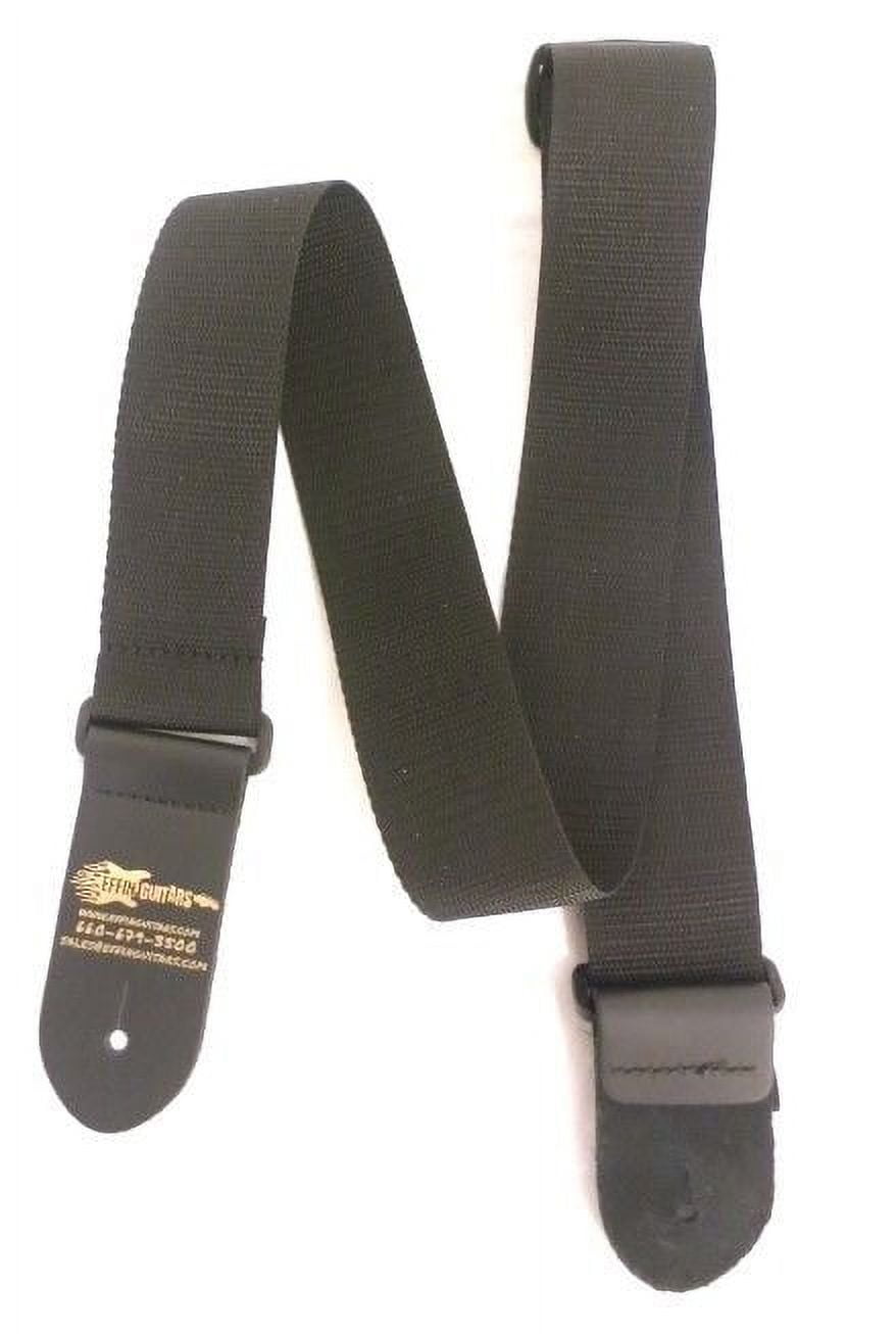 Effin Guitars 2" Wide Black Nylon Guitar Strap w/Leather Ends #NWS20L ...