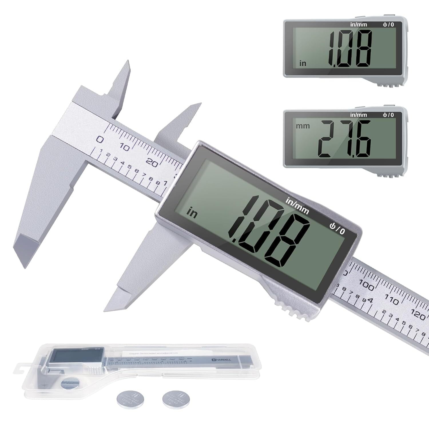 EfforPrac Plastic Digital Caliper 6 Inch,±0.01''/0.2mm Calipers with ...