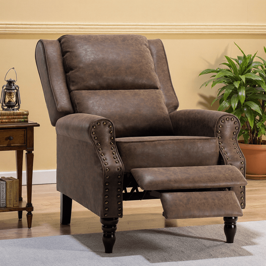 Effortless Comfort Faux Leather Recliner Chair: Plush Pushback Design ...