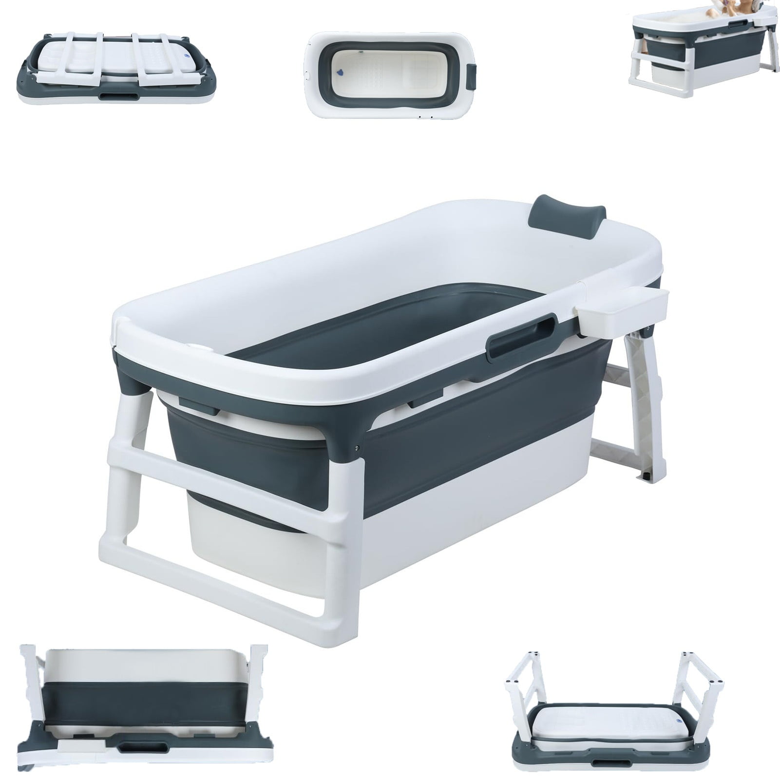 Effortless Folding Bathtub Collapsible Tub with Massage Board, Free ...