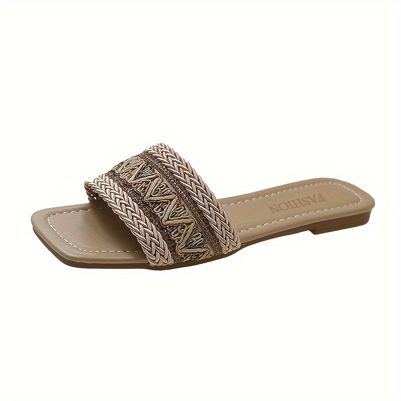 Effortless Summer Chic: Comfortable Low Heel, Square Toe Women's Slide ...