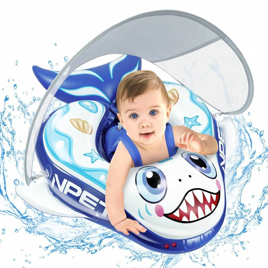Efisday Baby Swimming Float With Sun Canopy UPF 50+ Sun Protection ...