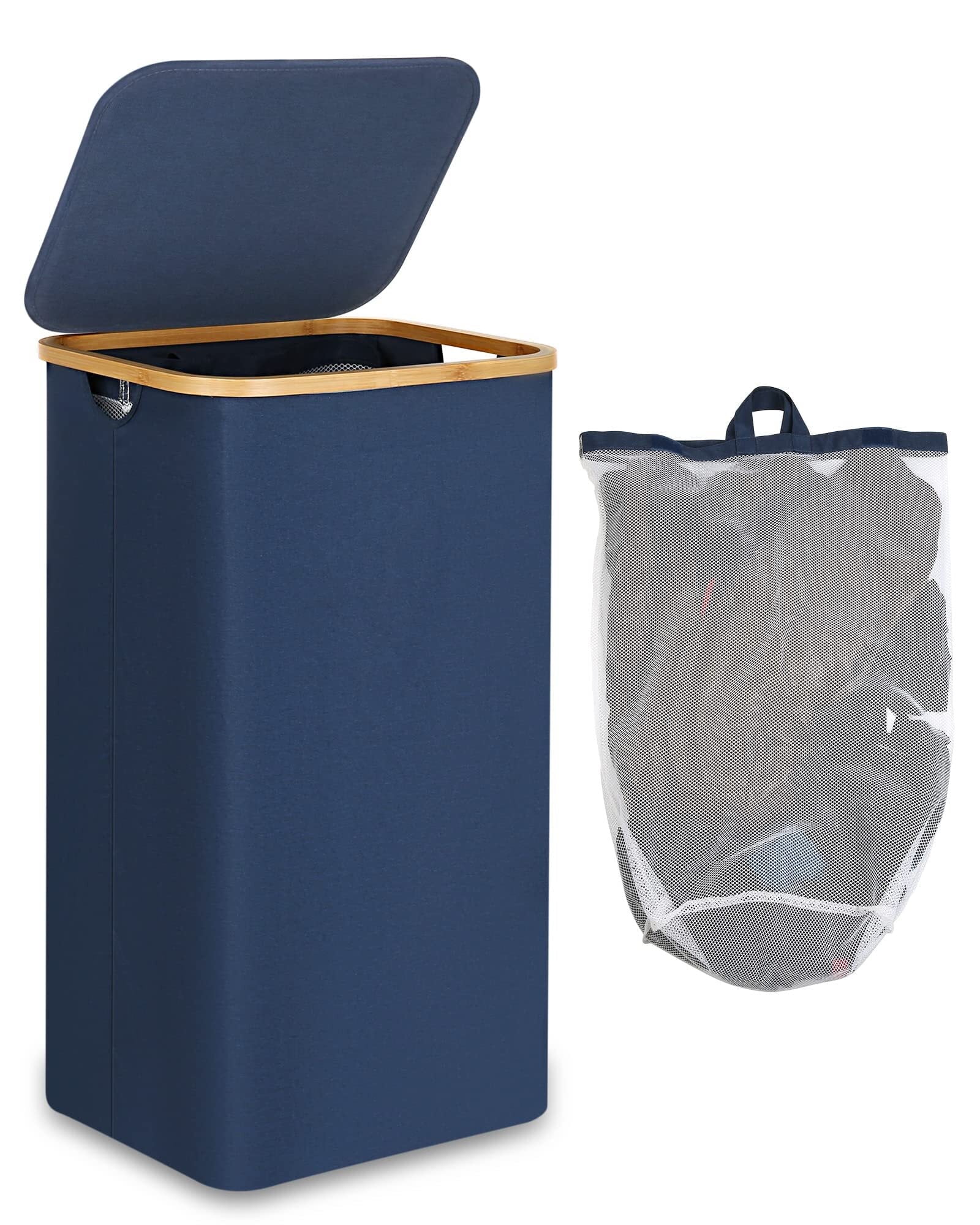 Efluky Laundry Basket with Lid and Removable Bag, 100L Tall Laundry ...