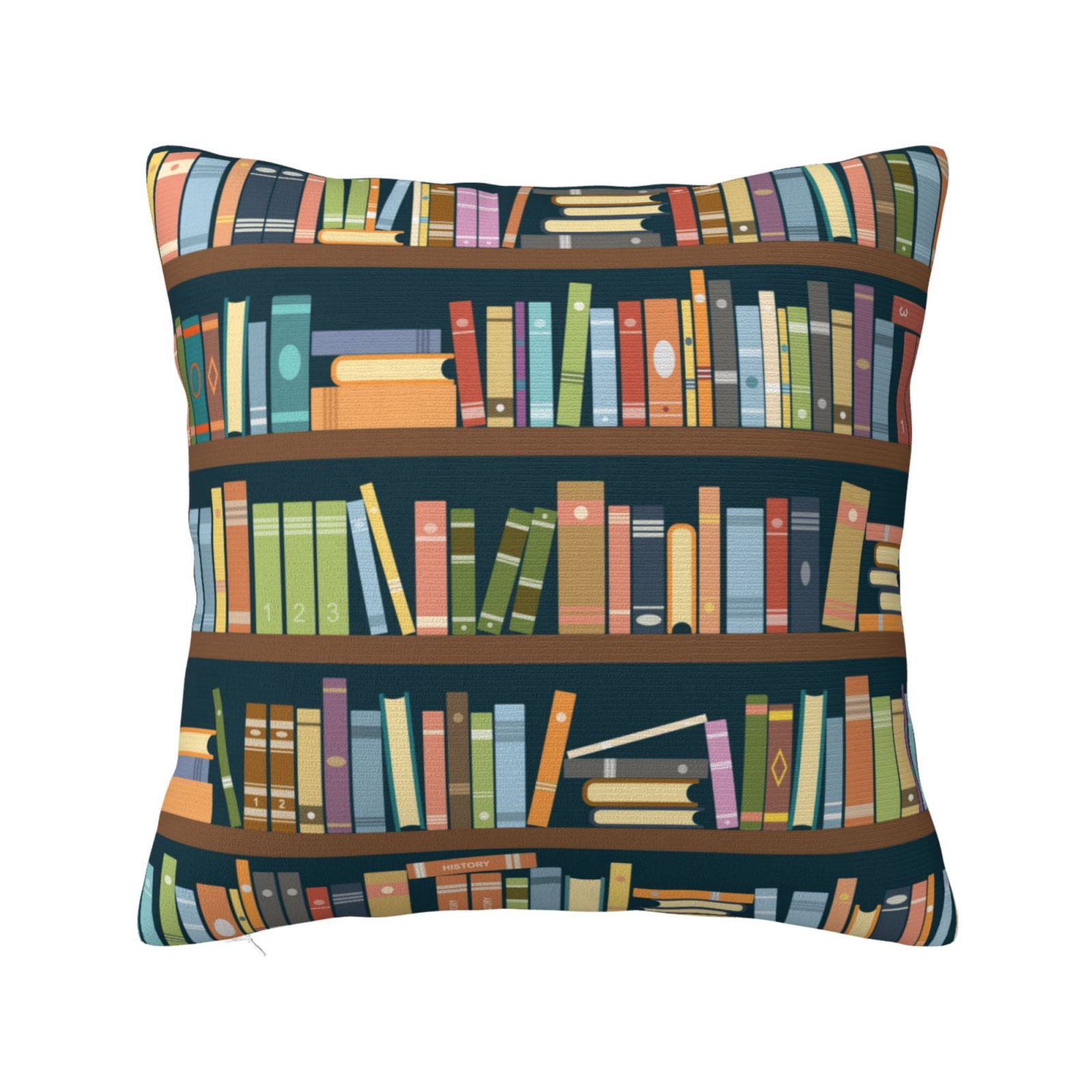 Eflxamz Cushion Cover Case Bookshelves Full of books Throw Pillow Case ...