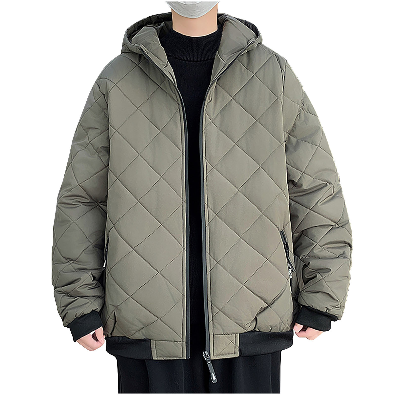 Efngkp Men's Trench Coat Long Medium Length Coat Regular Fit Trench ...