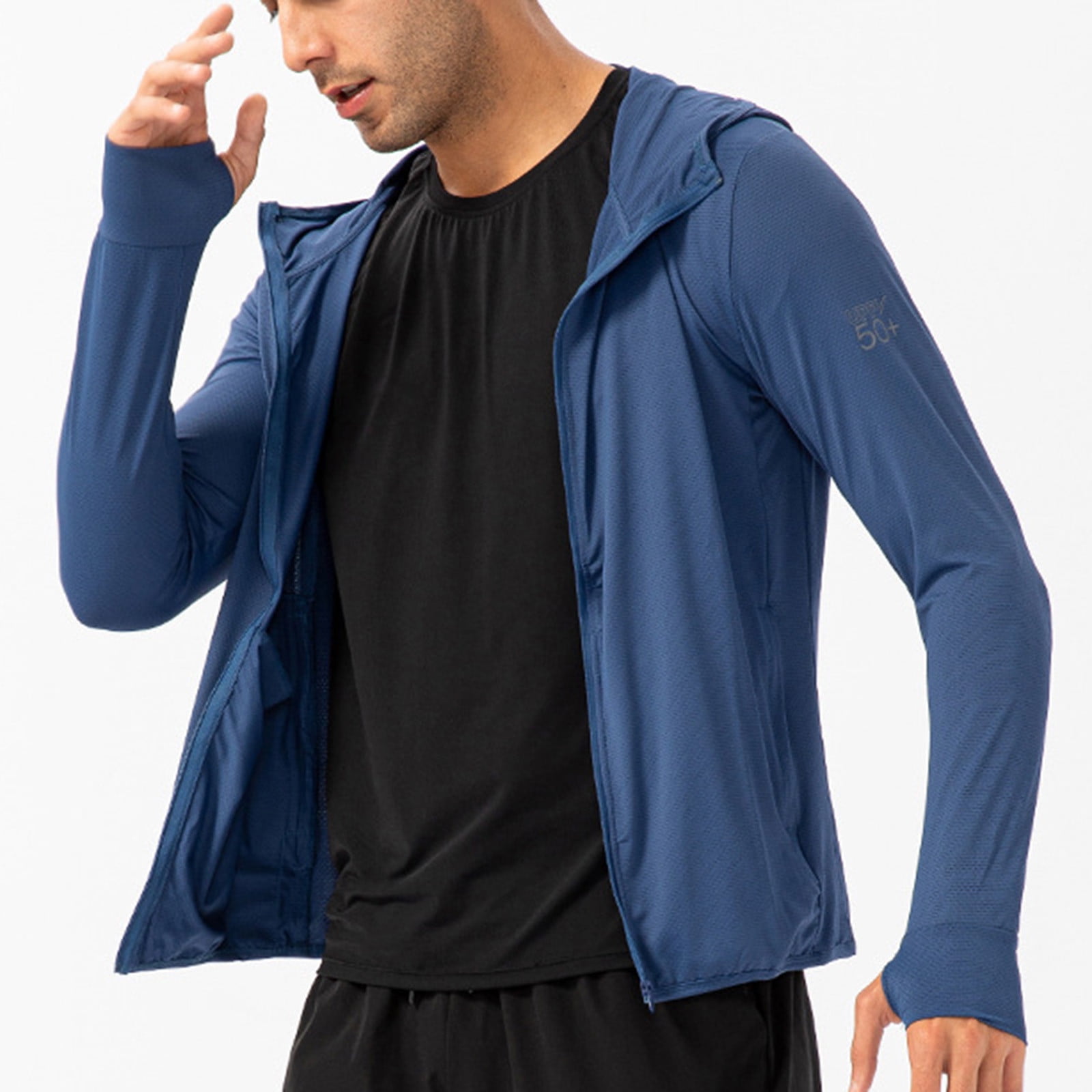 Efngkp Men's UPF 50+ Sun Protection Hoodie Lightweight Athletic UV ...