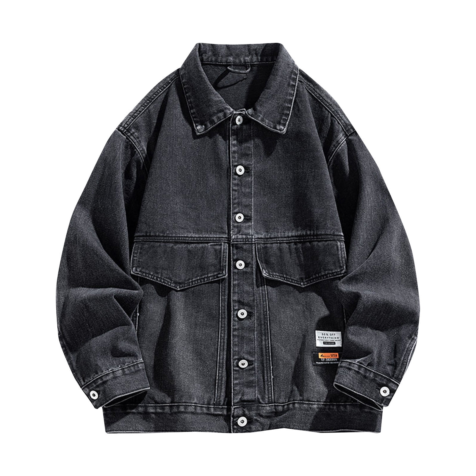 Efngkp Men's jean Jackets Denim Coats Long sleeved Casual Fit Top ...