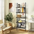 Efoee 5 Tier Wall Mounted Ladder Shelf, Ladder Bookshelf with Metal ...