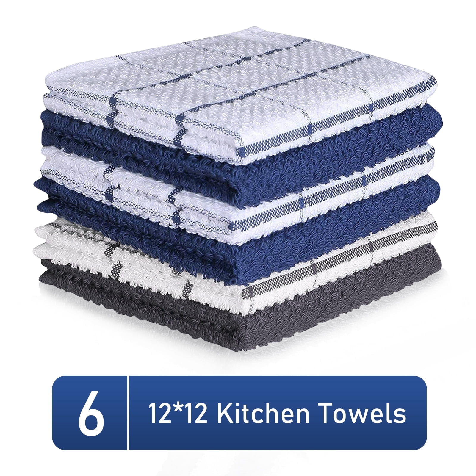 Efoee Kitchen Towels, 100% Cotton Kitchen Washcloths,12"x 12",Absorbent ...