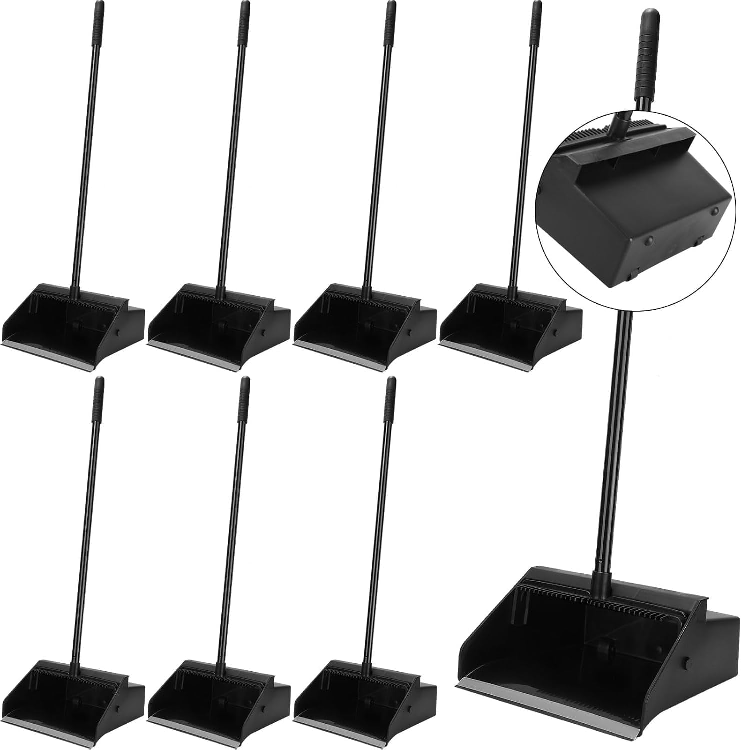 Efoee 8pcs Dust Pans with Long Handle Set 36.6 Inch Commercial Dust Pan ...
