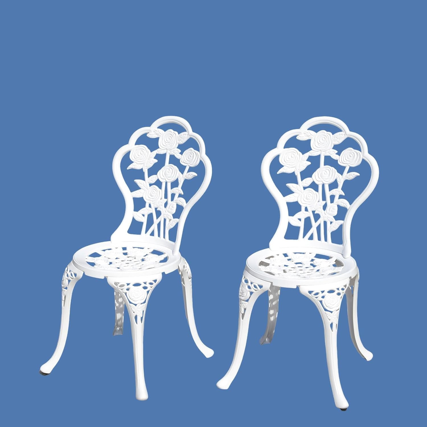Efoee Rose Garden Cast Aluminum Bistro Chairs, Decorative Outdoor Patio ...