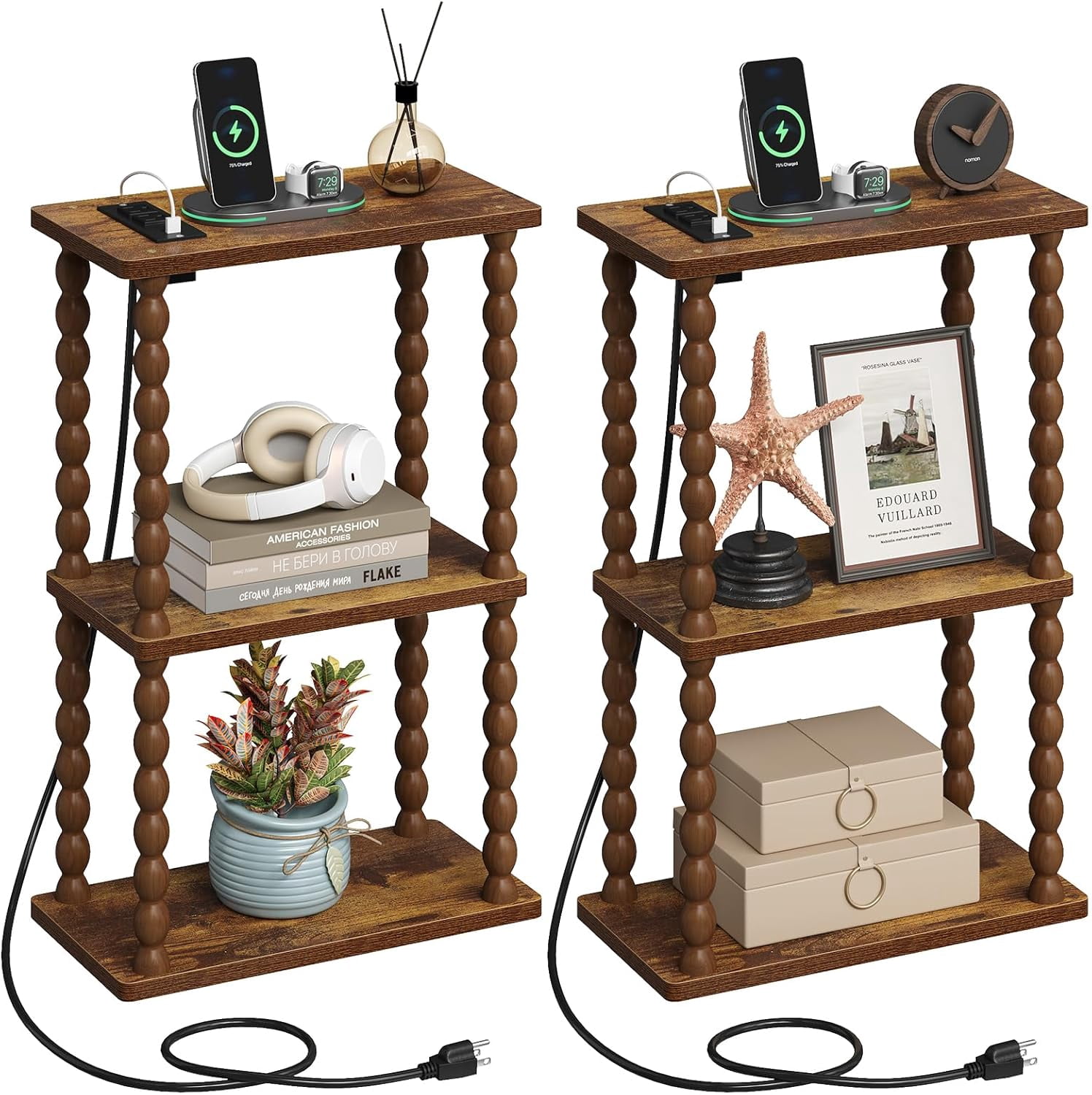 Efoee Side Table with Charging Station, Small End Tables Living Room ...