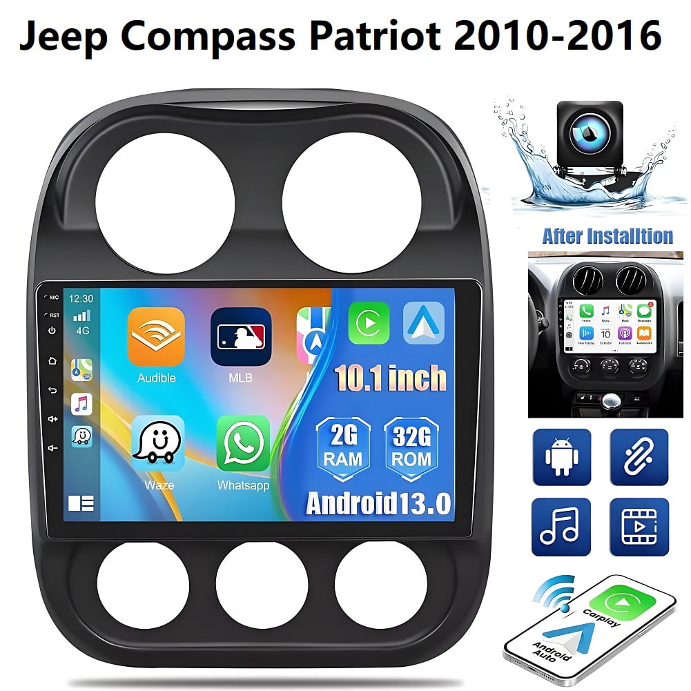 Eforcase 10.1 inch Car Stereo for Jeep Compass Patriot 2010-2016 with ...